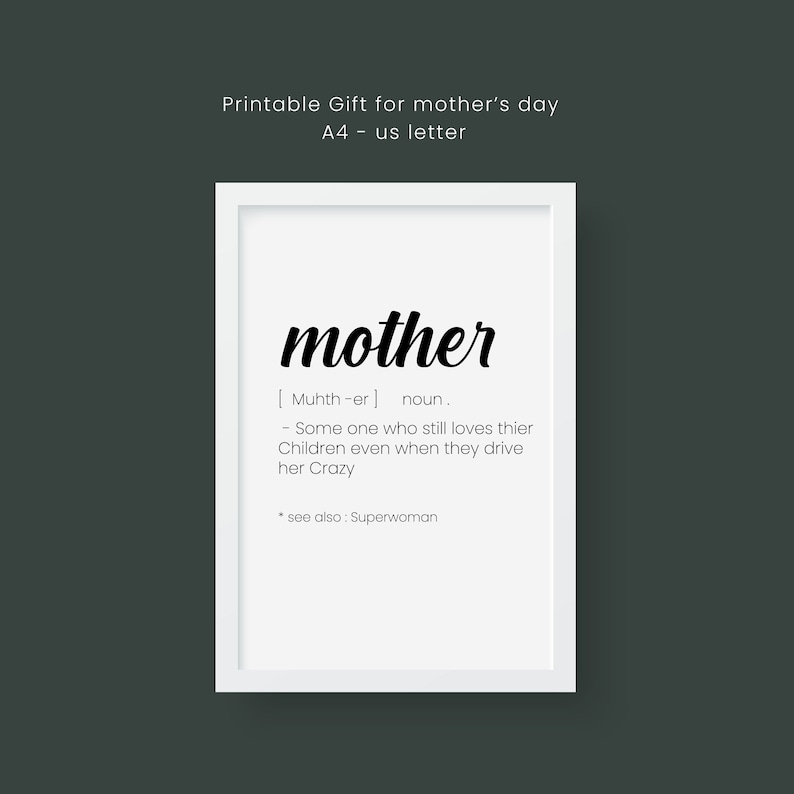 Printable Mothers Day Gift A4 Us Letter Mother's Day | Etsy