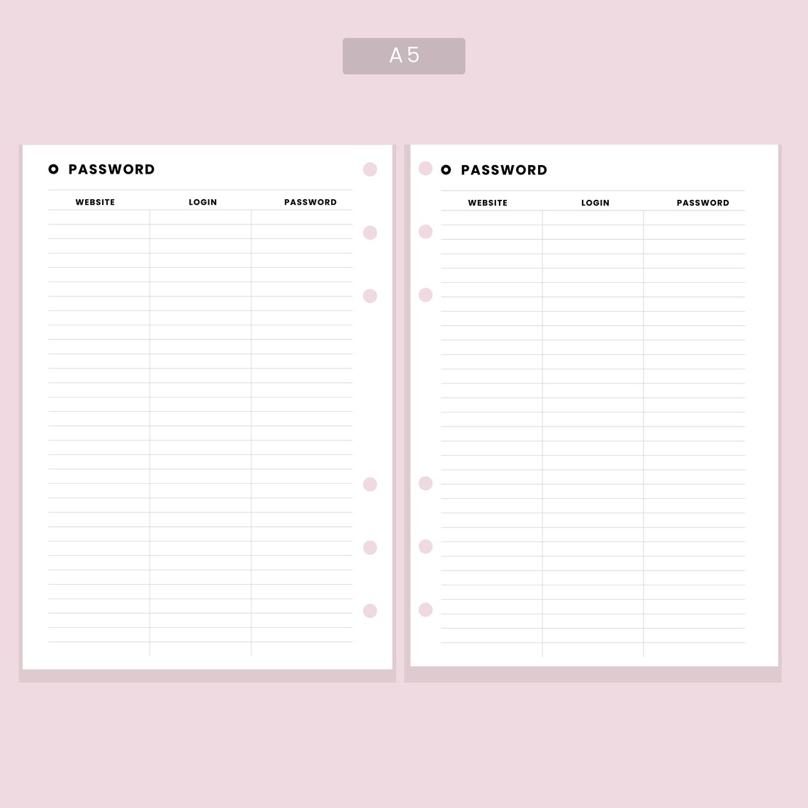 Printable Personal Planner Inserts Password Keeper / Log | Kikki K ...