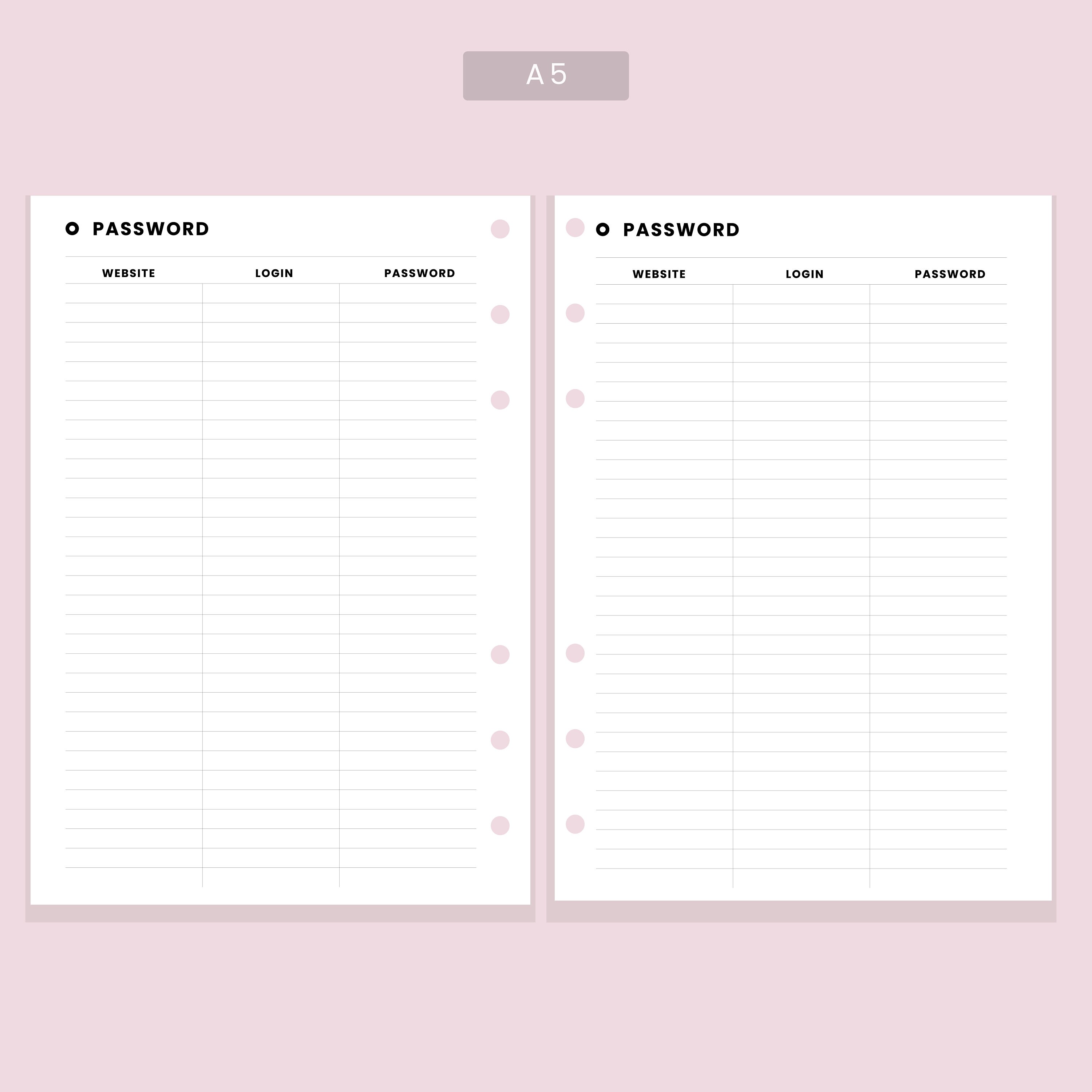 Printable Personal Planner Inserts Password Keeper / Log | Kikki K ...