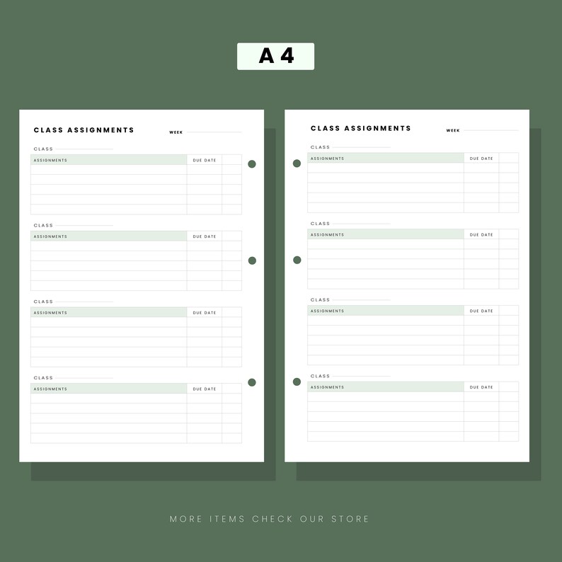 Printable Assignment Worksheet , School Project Planner , College ...
