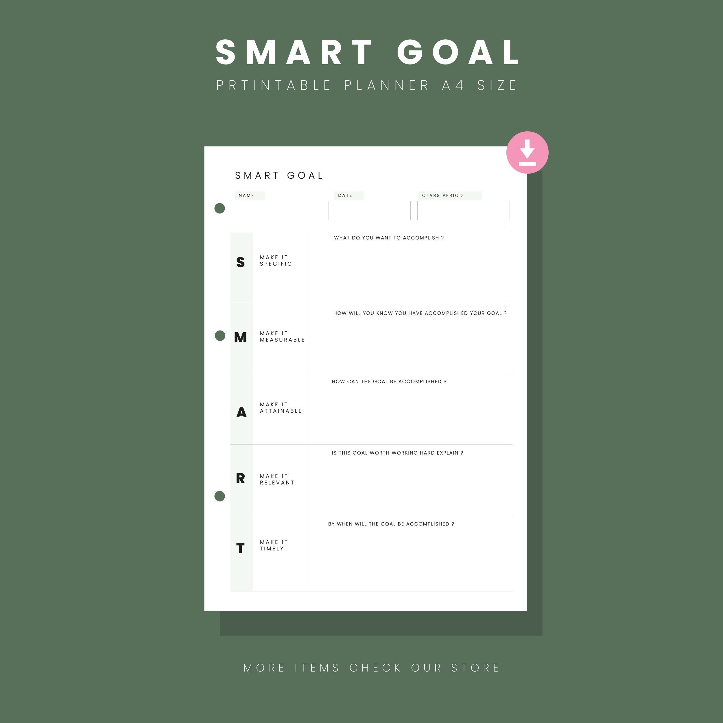 Smart Goal Map Worksheet | Smart Goal Setting | Smart Goal Planner ...
