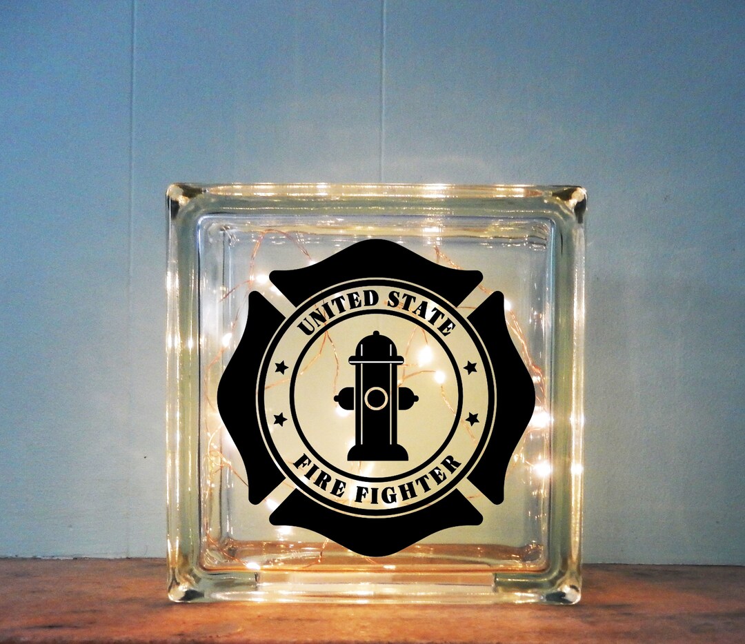Fire Fighter Glass Block | Fire Department | Glass Block | Light Block ...