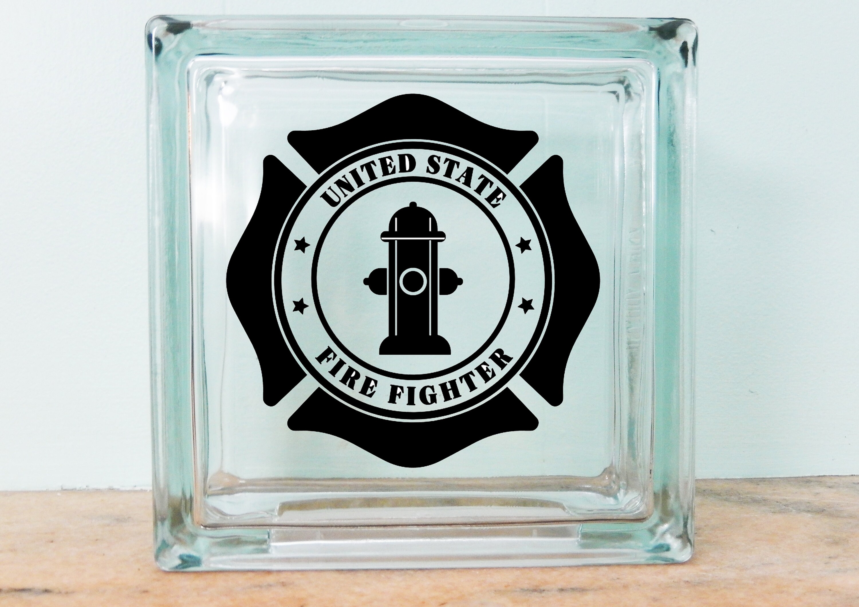 Fire Fighter Glass Block | Fire Department | Glass Block | Light Block ...