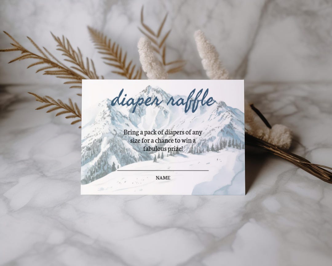 Winter Diaper Raffle Tickets, Ski Editable Card, Snow, Mountain Holiday ...