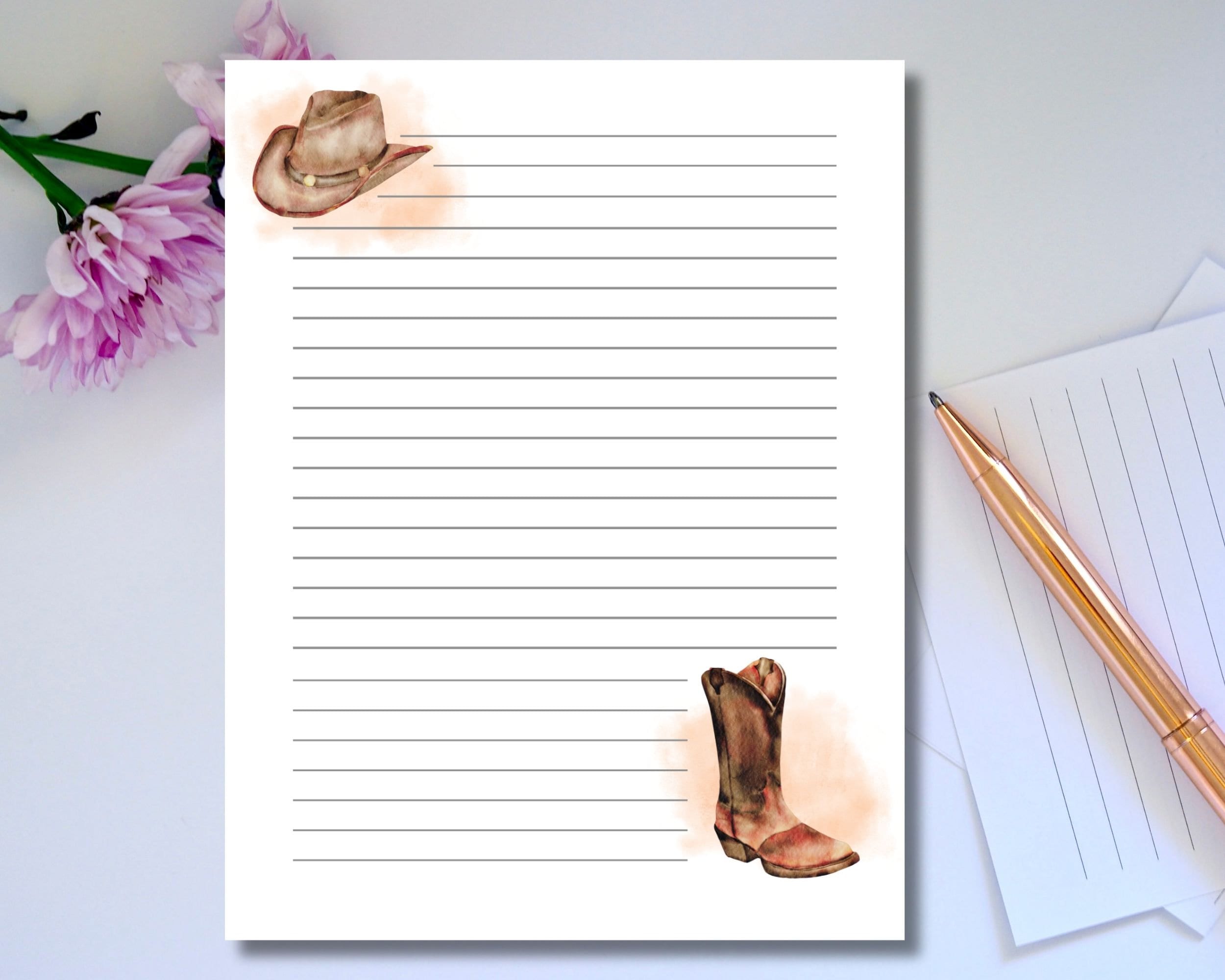 Western Cowboy Stationery, 8.5x11, JW Letter Writing, Note Paper, Lined ...