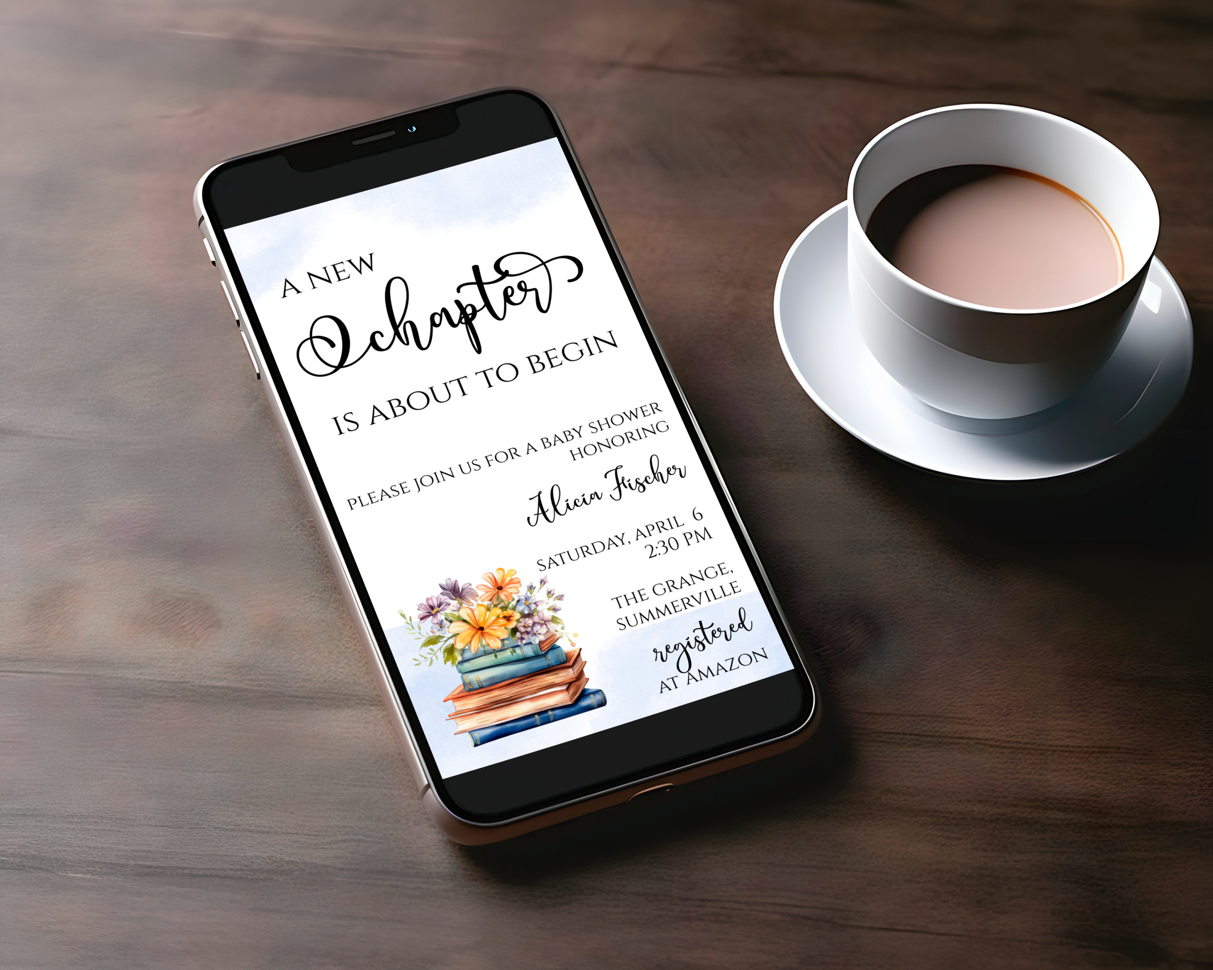 Storybook Baby Shower Invite Download, New Chapter Invitation, Library ...