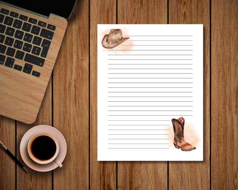 Western Cowboy Stationery, 8.5x11, JW Letter Writing, Note Paper, Lined ...