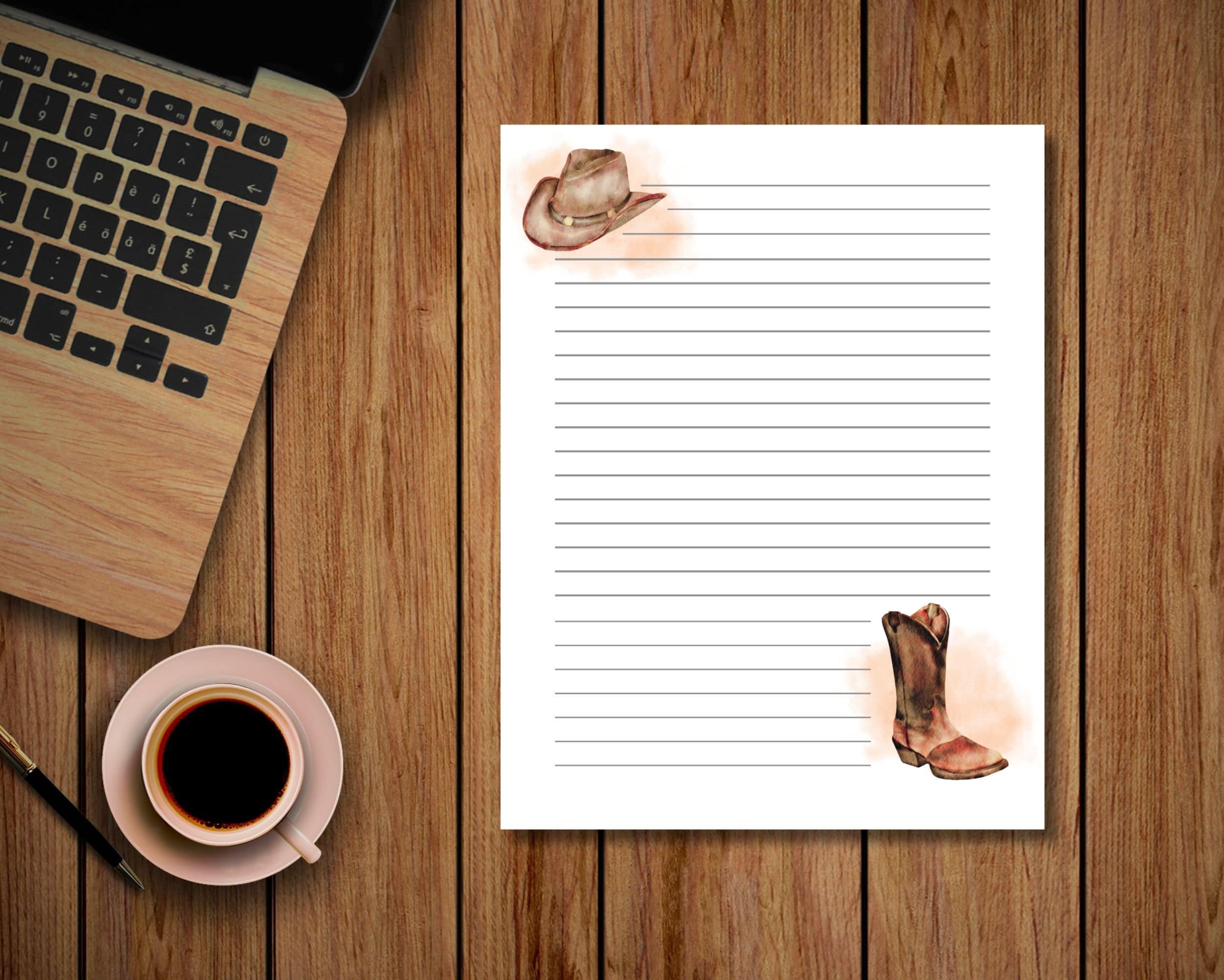 Western Cowboy Stationery, 8.5x11, JW Letter Writing, Note Paper, Lined ...