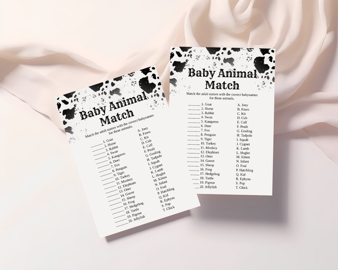 Baby Animals Match Game, Baby Animal Name Game, Instant Download With ...