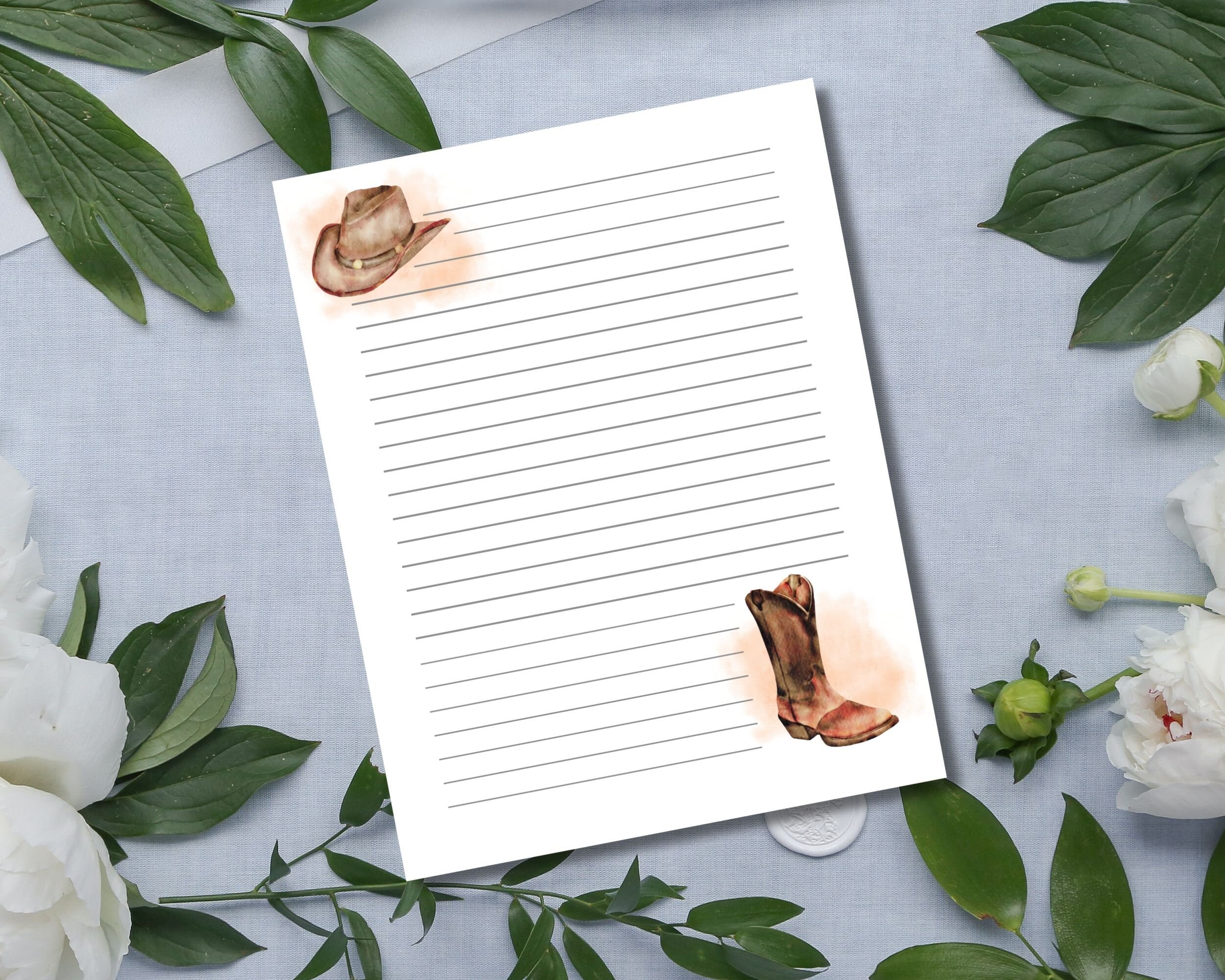 Western Cowboy Stationery, 8.5x11, JW Letter Writing, Note Paper, Lined ...