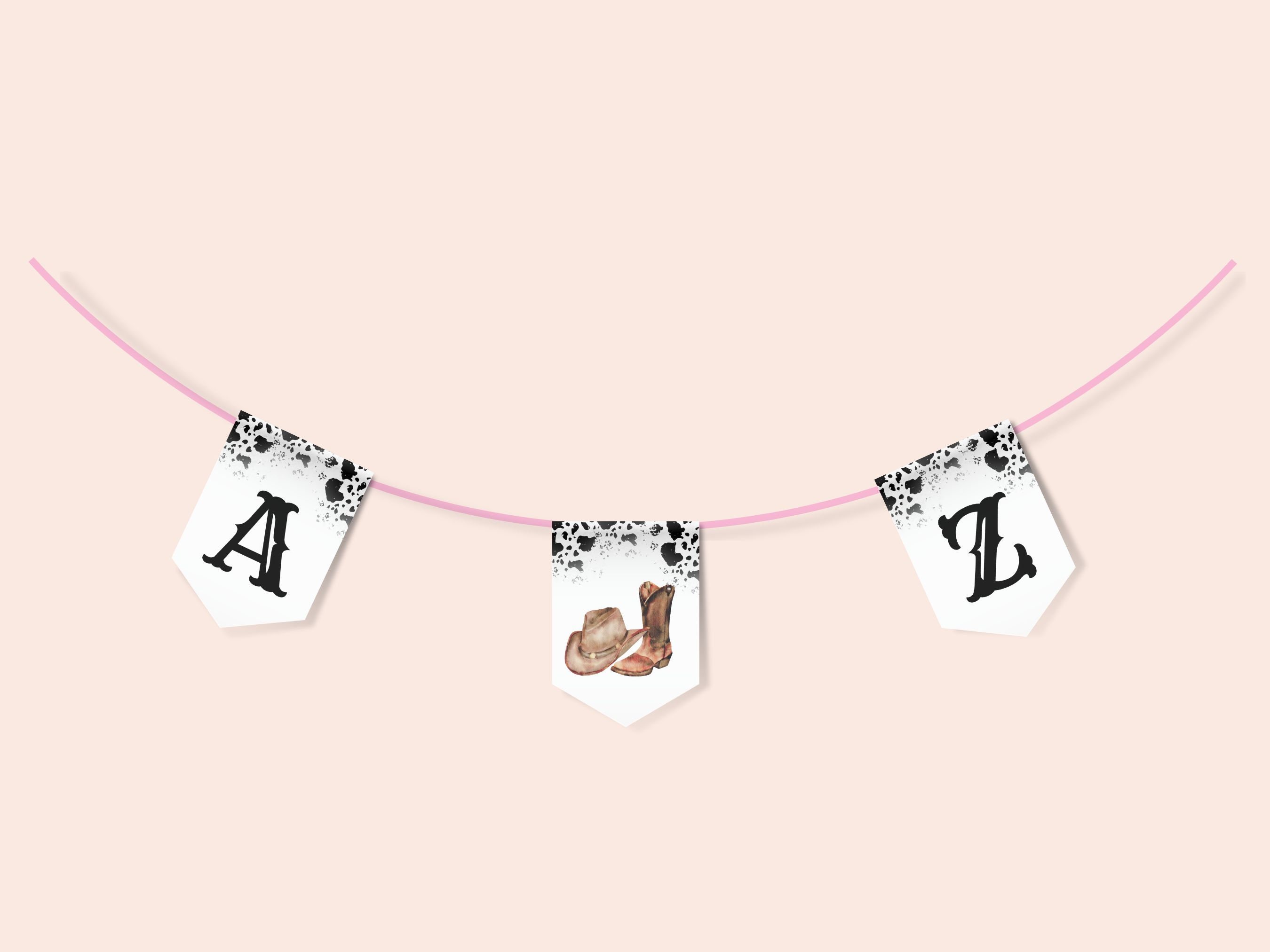 Little Cowboy Baby Shower Decorations, Bunting, Wild West, Cow Print ...