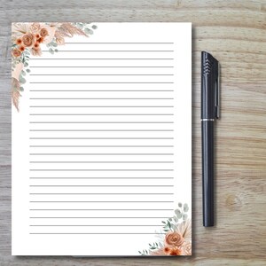 Boho Floral Stationery, 8.5x11, JW Letter Writing, Note Paper, Lined ...