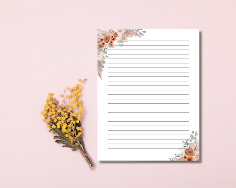 Boho Floral Stationery, 8.5x11, JW Letter Writing, Note Paper, Lined ...