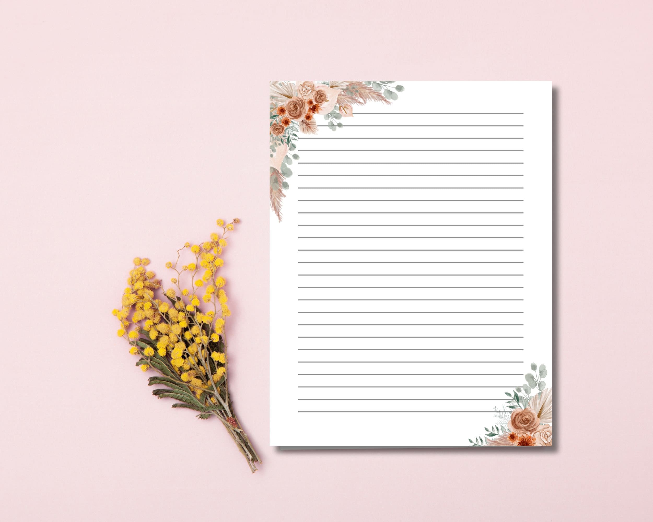 Boho Floral Stationery, 8.5x11, JW Letter Writing, Note Paper, Lined ...