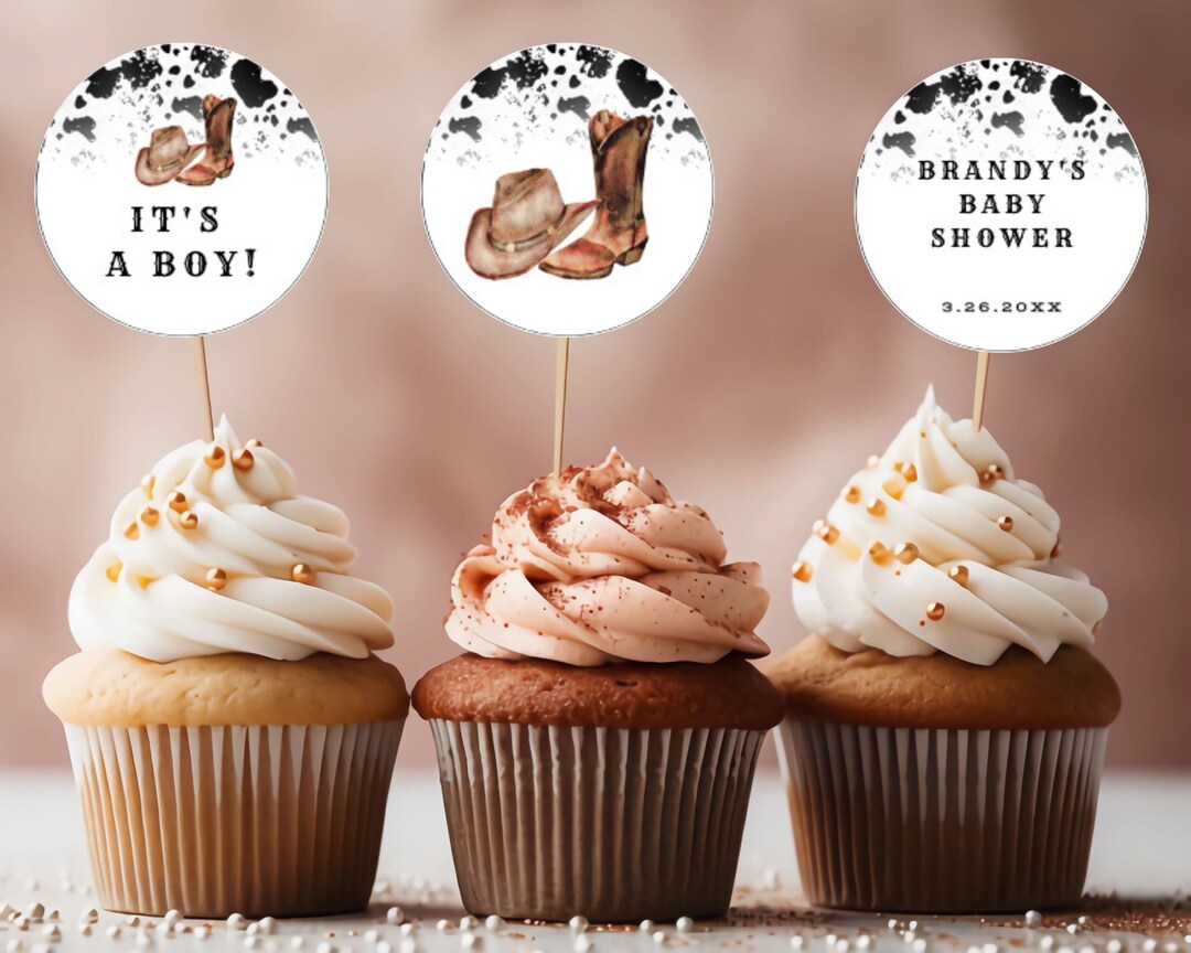 Little Cowboy Cupcake Toppers, Country Western Party Decorations, Rodeo ...