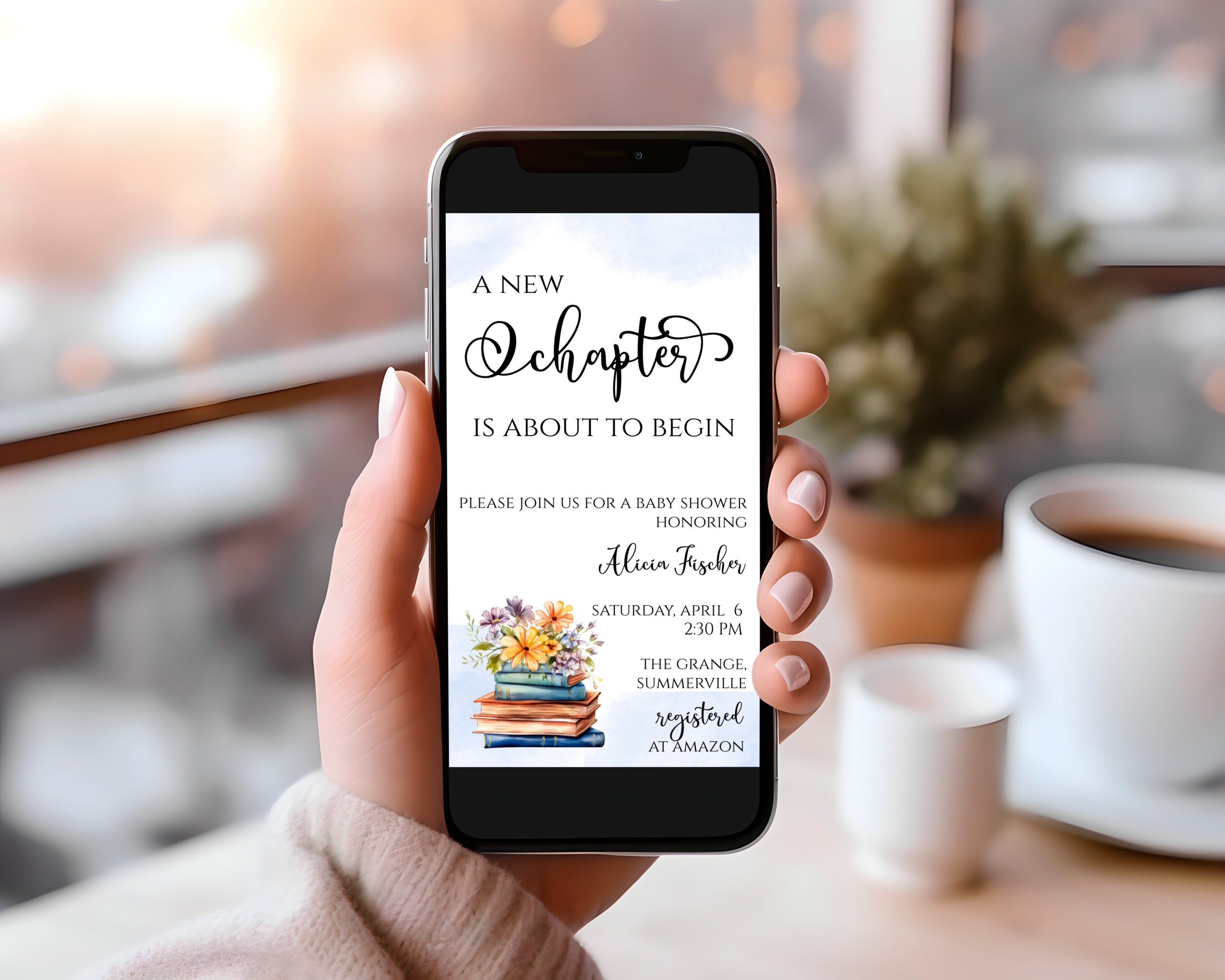 Storybook Baby Shower Invite Download, New Chapter Invitation, Library ...