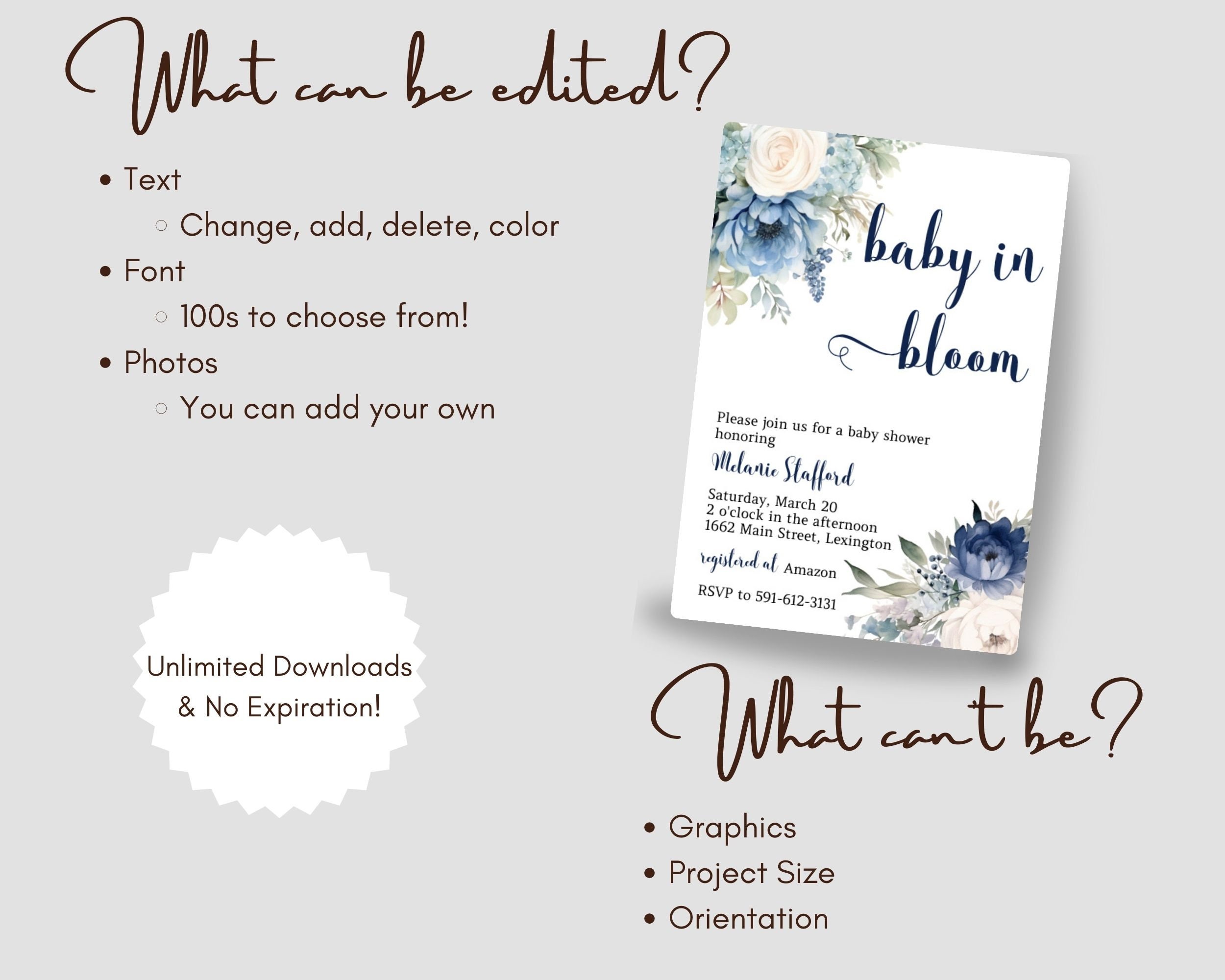 Diaper Raffle Ticket Template, Dusty Blue Baby in Bloom Baby Shower ...