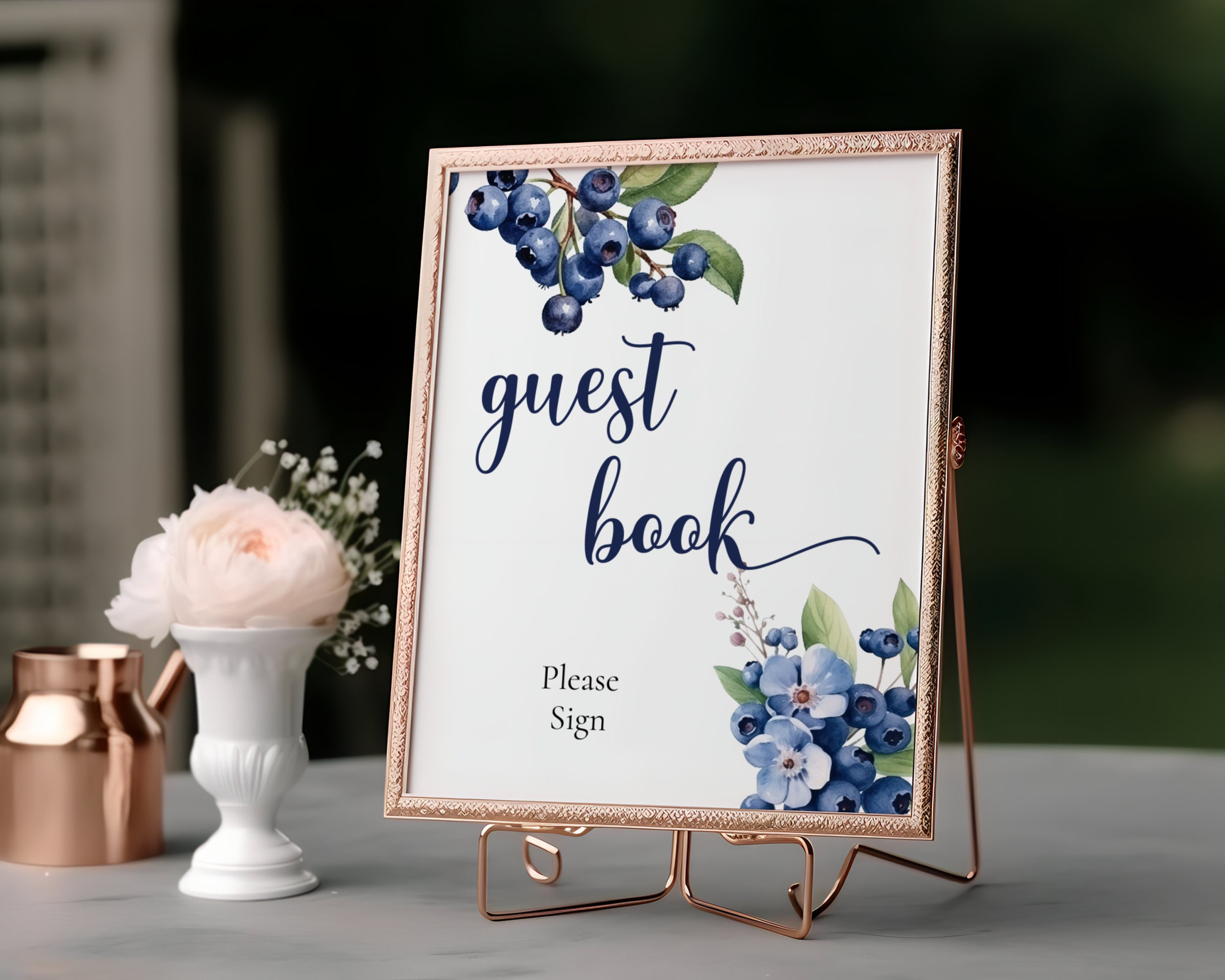Blueberry Baby Shower Guest Book Sign: Berry Sweet Decor (printable ...
