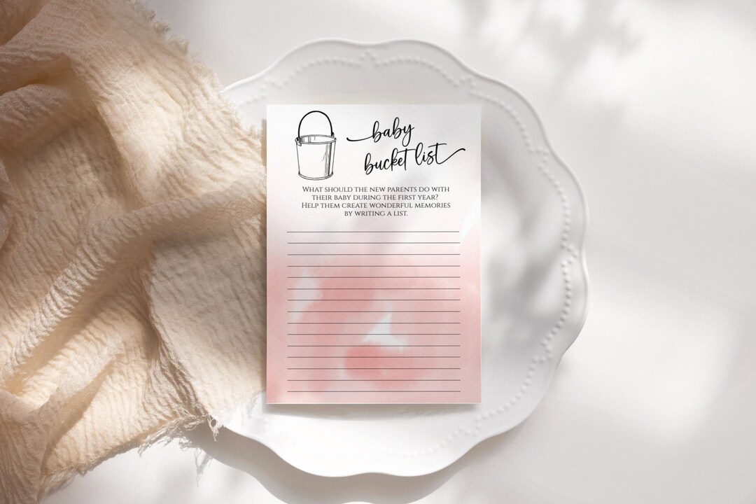 Pink Ombre Baby Shower Bucket List Game (digital Download) - Etsy UK