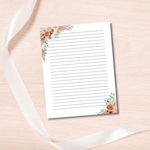 Boho Floral Stationery, 8.5x11, JW Letter Writing, Note Paper, Lined ...