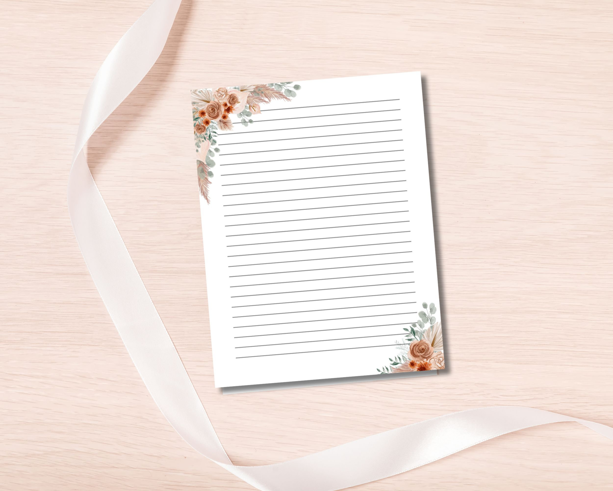 Boho Floral Stationery, 8.5x11, JW Letter Writing, Note Paper, Lined ...