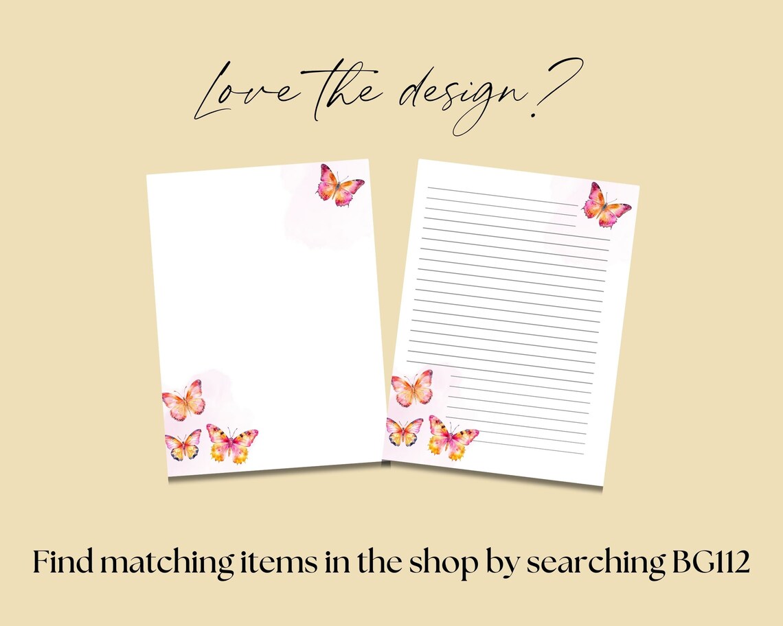 Pink Butterfly Printable Stationery for Journaling, Letter Writing, or ...