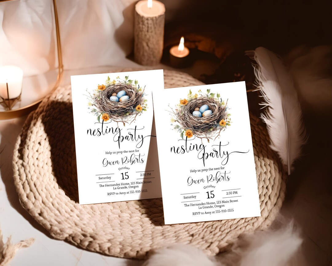 Nesting Party Invite, Prep the Nest Baby Shower Invitation, Minimalist ...