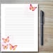 Pink Butterfly Stationery, 8.5x11, JW Letter Writing, Note Paper, Lined ...