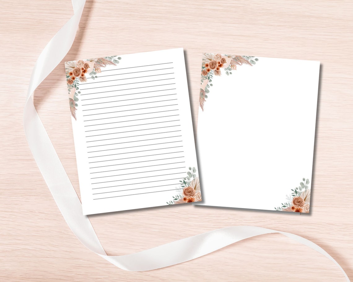 Boho Floral Stationery, 8.5x11, JW Letter Writing, Note Paper, Lined ...