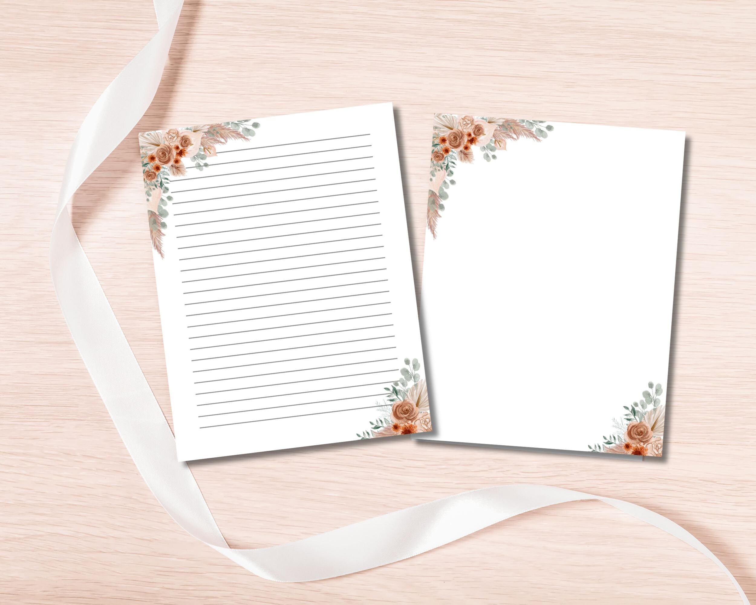 Boho Floral Stationery, 8.5x11, JW Letter Writing, Note Paper, Lined ...