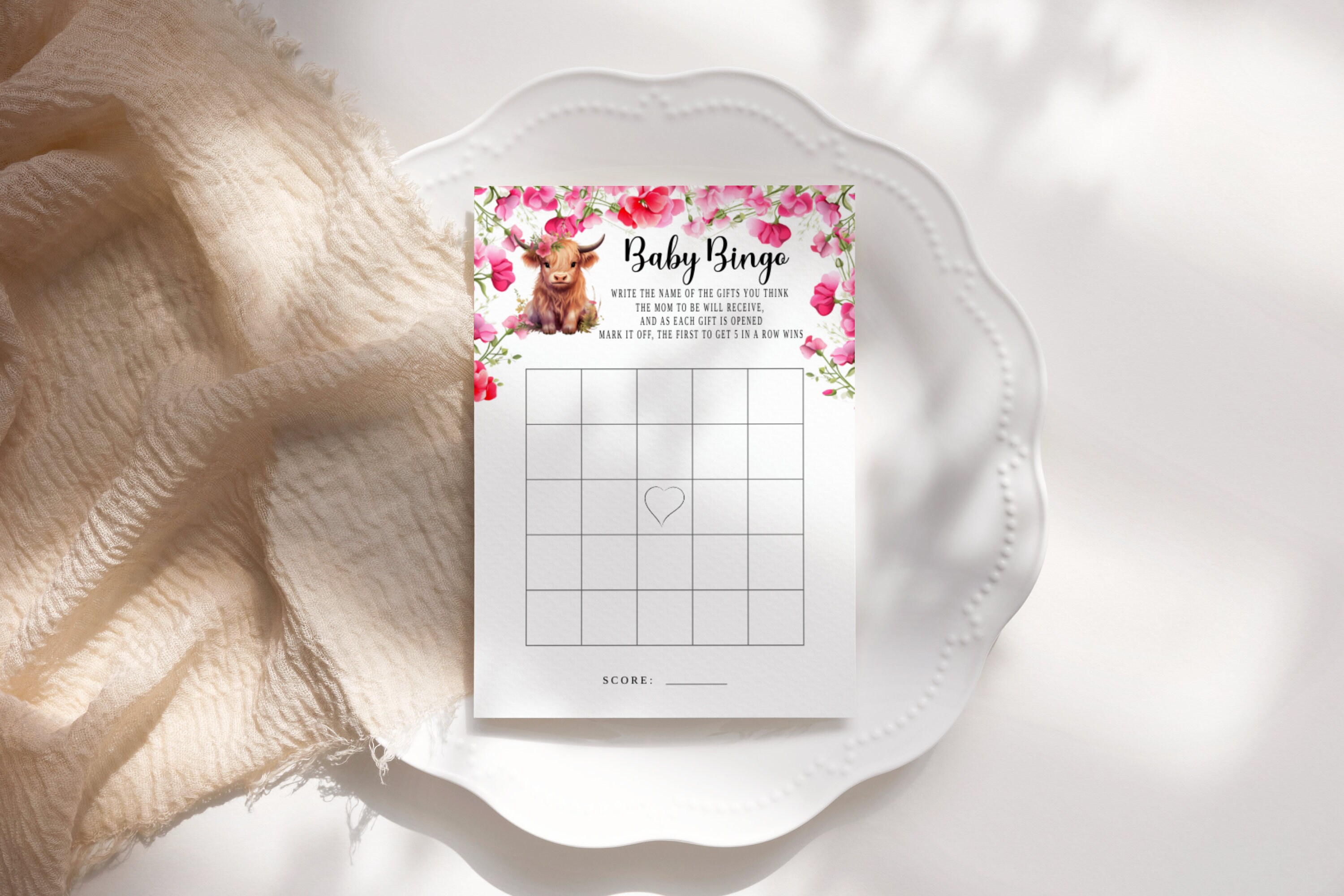 Holy Cow Baby Shower Bingo, Highland Cow Baby Bingo Game, Fun Game for ...
