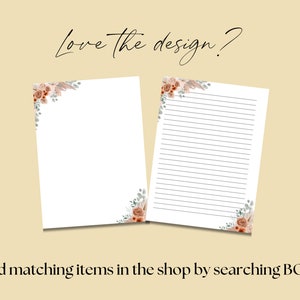 Boho Floral Stationery, 8.5x11, JW Letter Writing, Note Paper, Lined ...