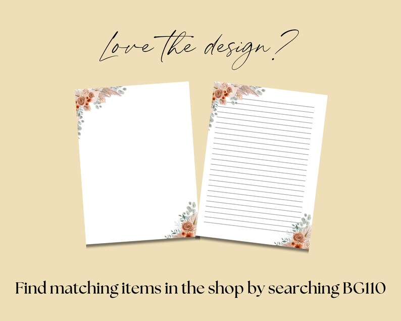 Boho Floral Stationery, 8.5x11, JW Letter Writing, Note Paper, Lined ...