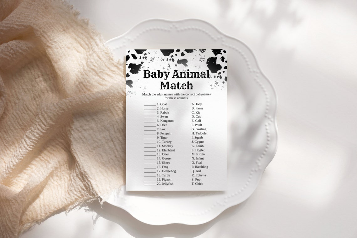 Baby Animals Match Game, Baby Animal Name Game, Instant Download With ...
