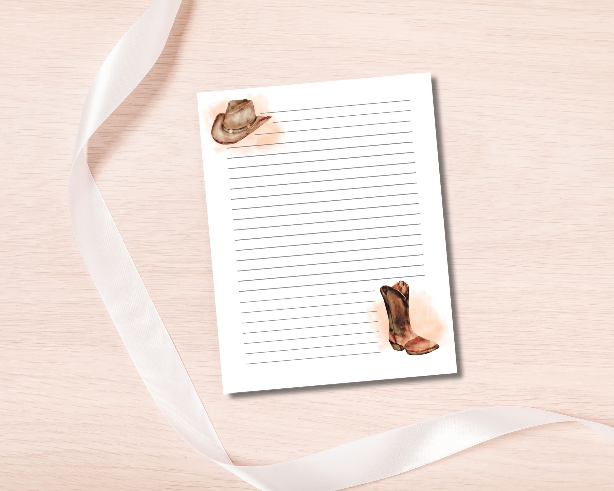 Western Cowboy Stationery, 8.5x11, JW Letter Writing, Note Paper, Lined ...