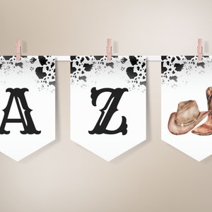 Little Cowboy Baby Shower Decorations, Bunting, Wild West, Cow Print ...