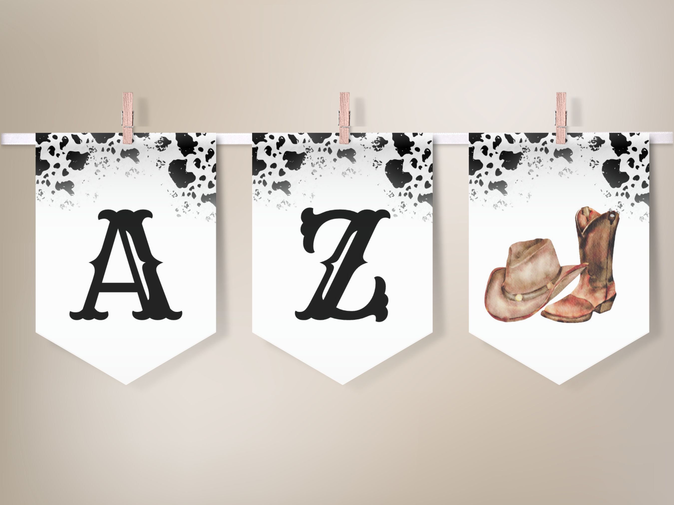 Little Cowboy Baby Shower Decorations, Bunting, Wild West, Cow Print ...