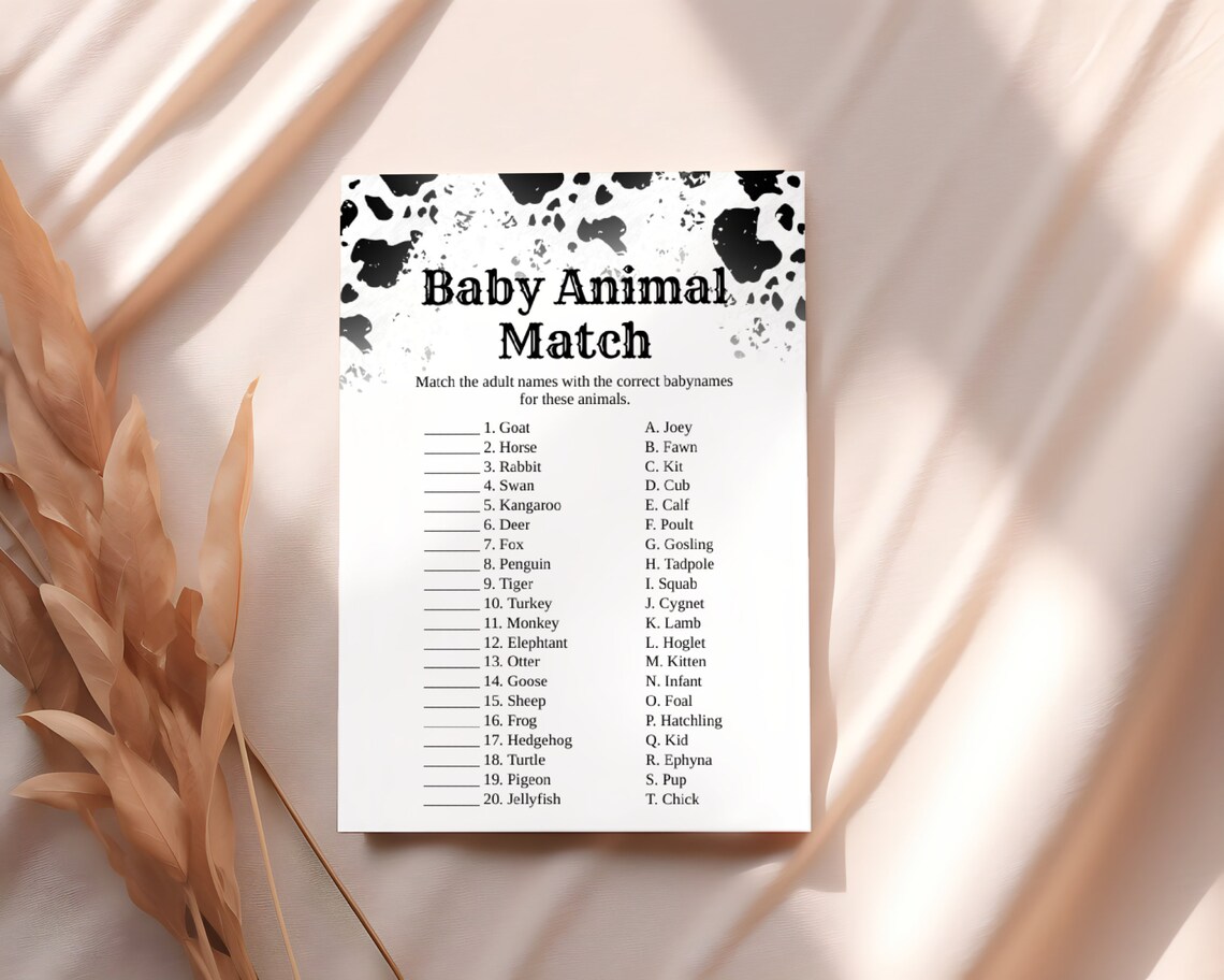 Baby Animals Match Game, Baby Animal Name Game, Instant Download With ...