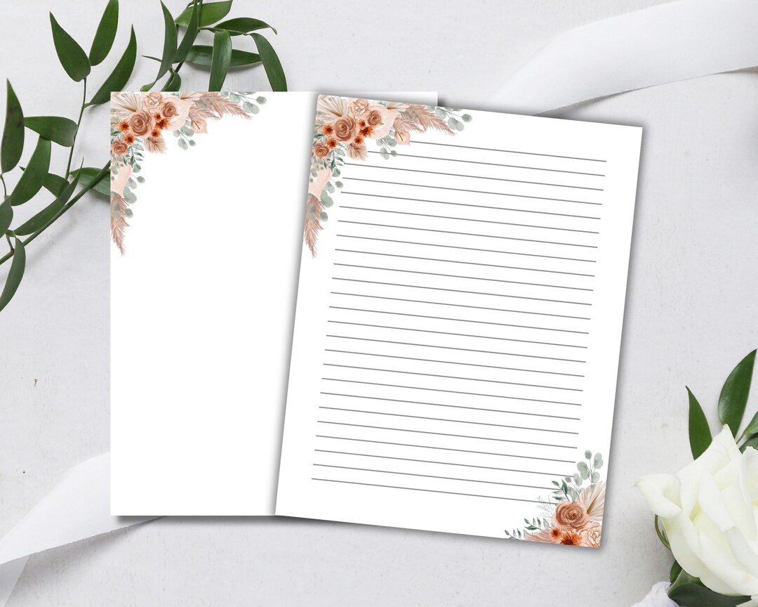 Boho Floral Stationery, 8.5x11, JW Letter Writing, Note Paper, Lined ...