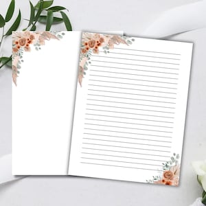 Boho Floral Stationery, 8.5x11, JW Letter Writing, Note Paper, Lined ...