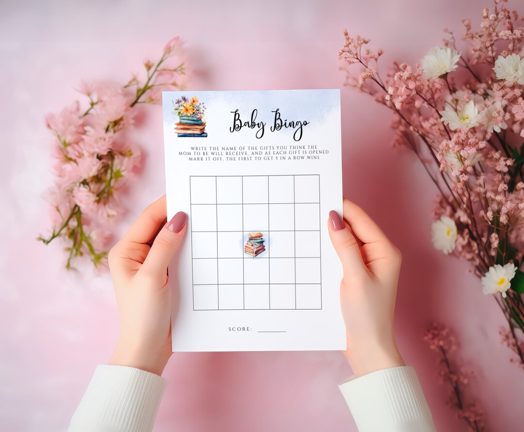 Editable Baby Shower Bingo Game, A New Chapter Shower, Storybook ...