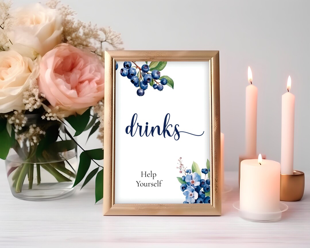 Blueberry Baby Shower Drinks Table Sign, Berry Shower Decoration ...