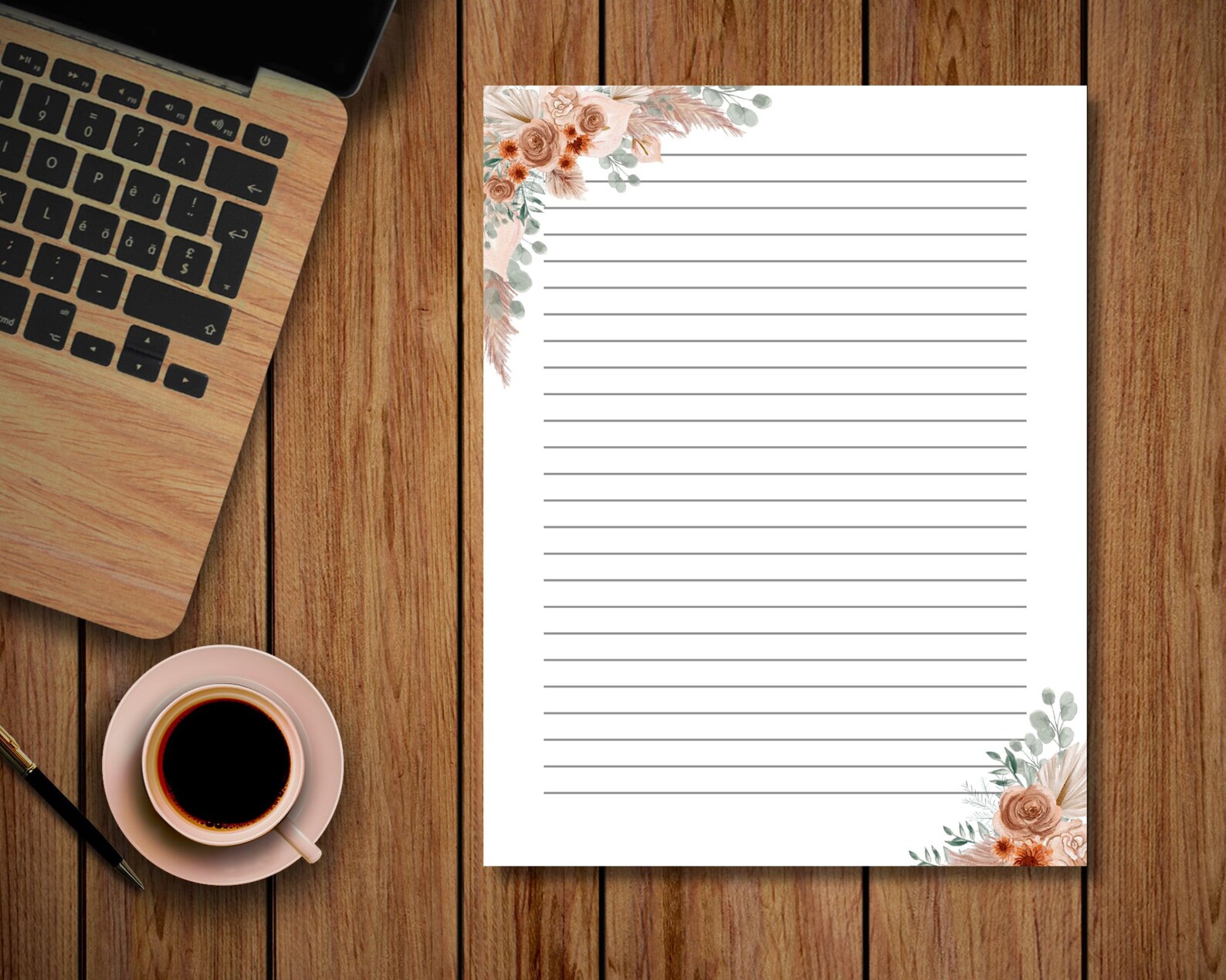 Boho Floral Stationery, 8.5x11, JW Letter Writing, Note Paper, Lined ...