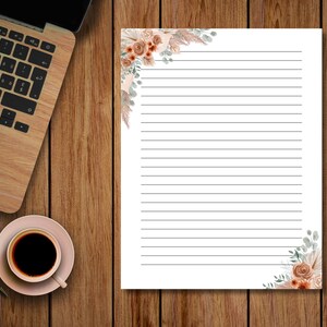 Boho Floral Stationery, 8.5x11, JW Letter Writing, Note Paper, Lined ...