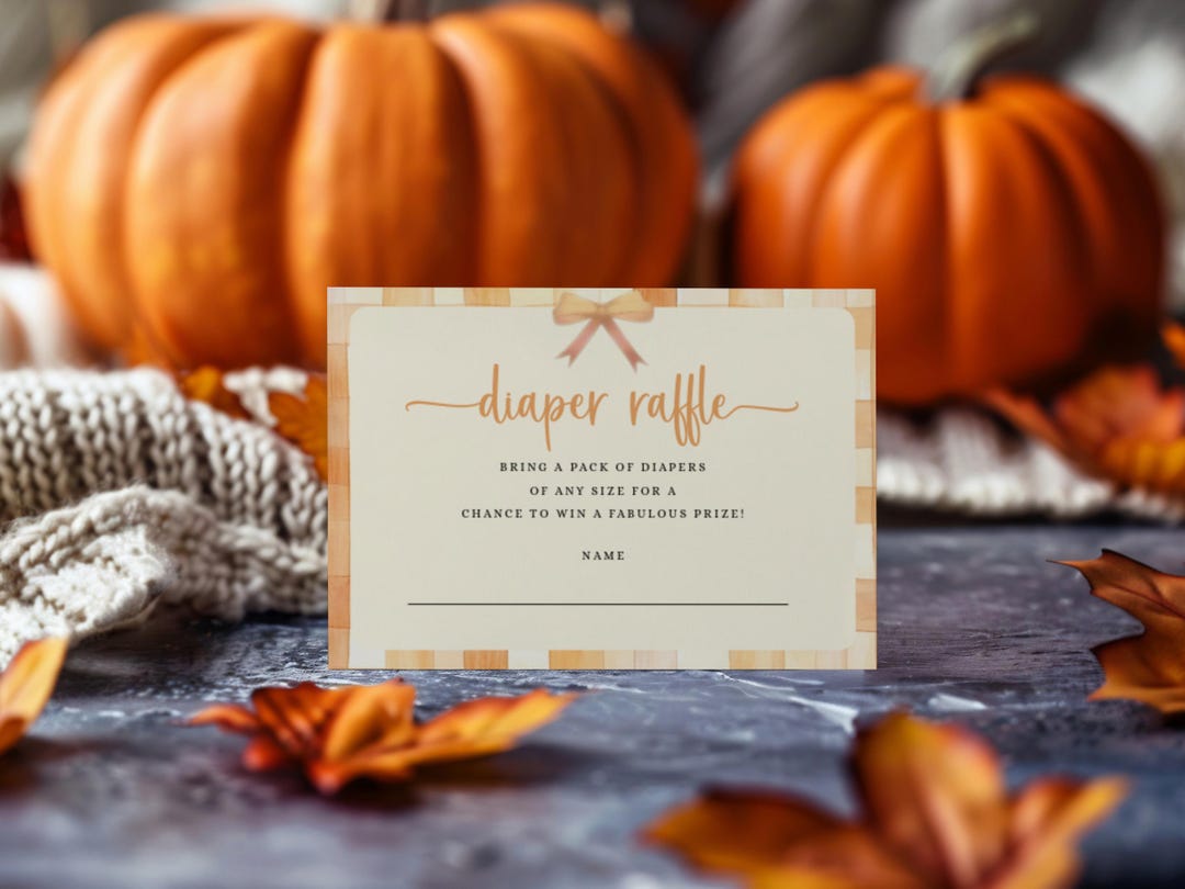 Diaper Raffle Ticket Template, Cutie Pie Baby Shower, Orange Gingham ...