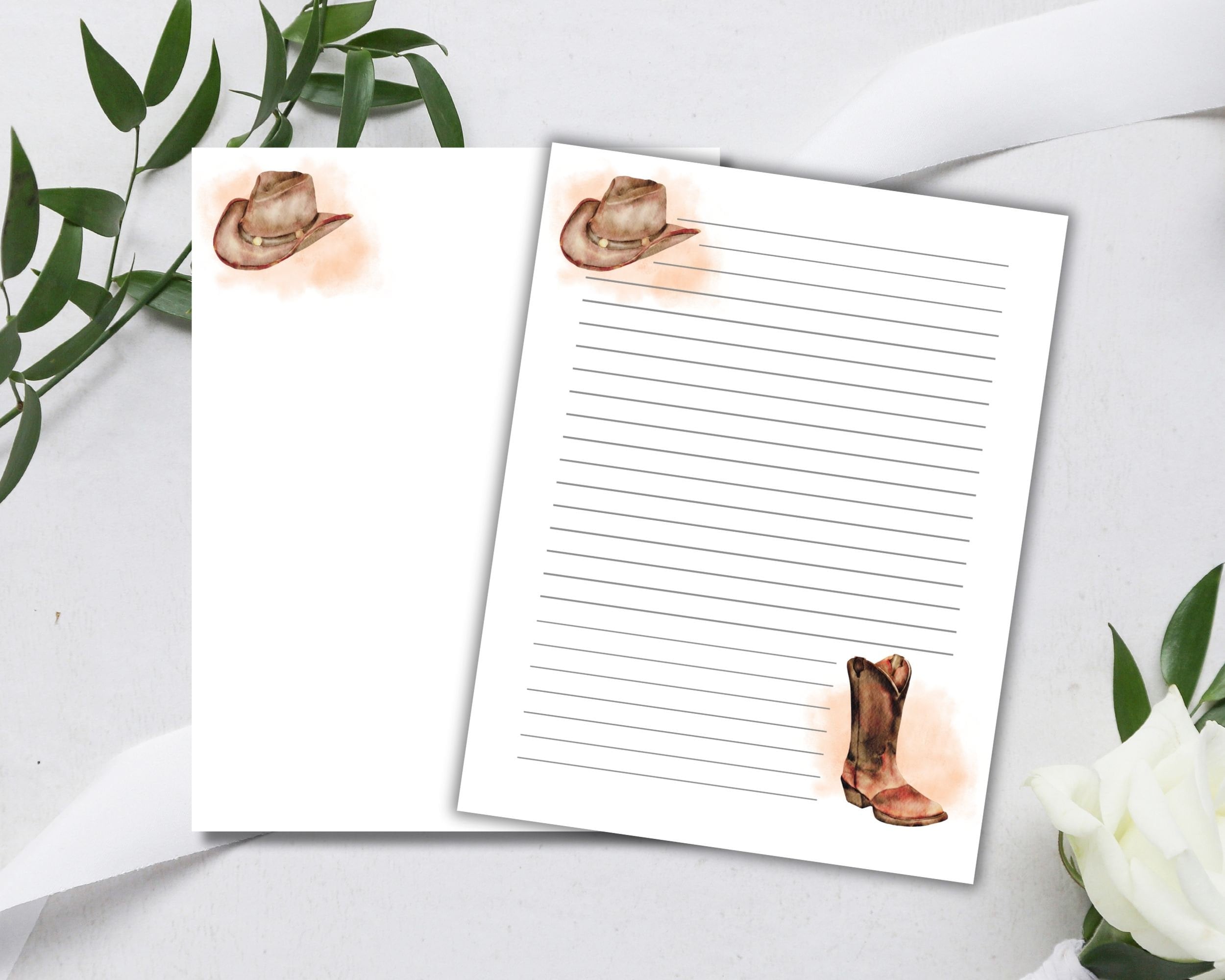 Western Cowboy Stationery, 8.5x11, JW Letter Writing, Note Paper, Lined ...