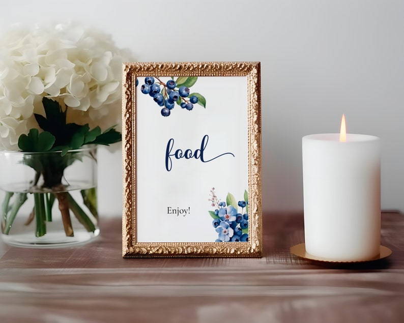 Blueberry Baby Shower Food Table Sign, Berry Shower Decoration ...