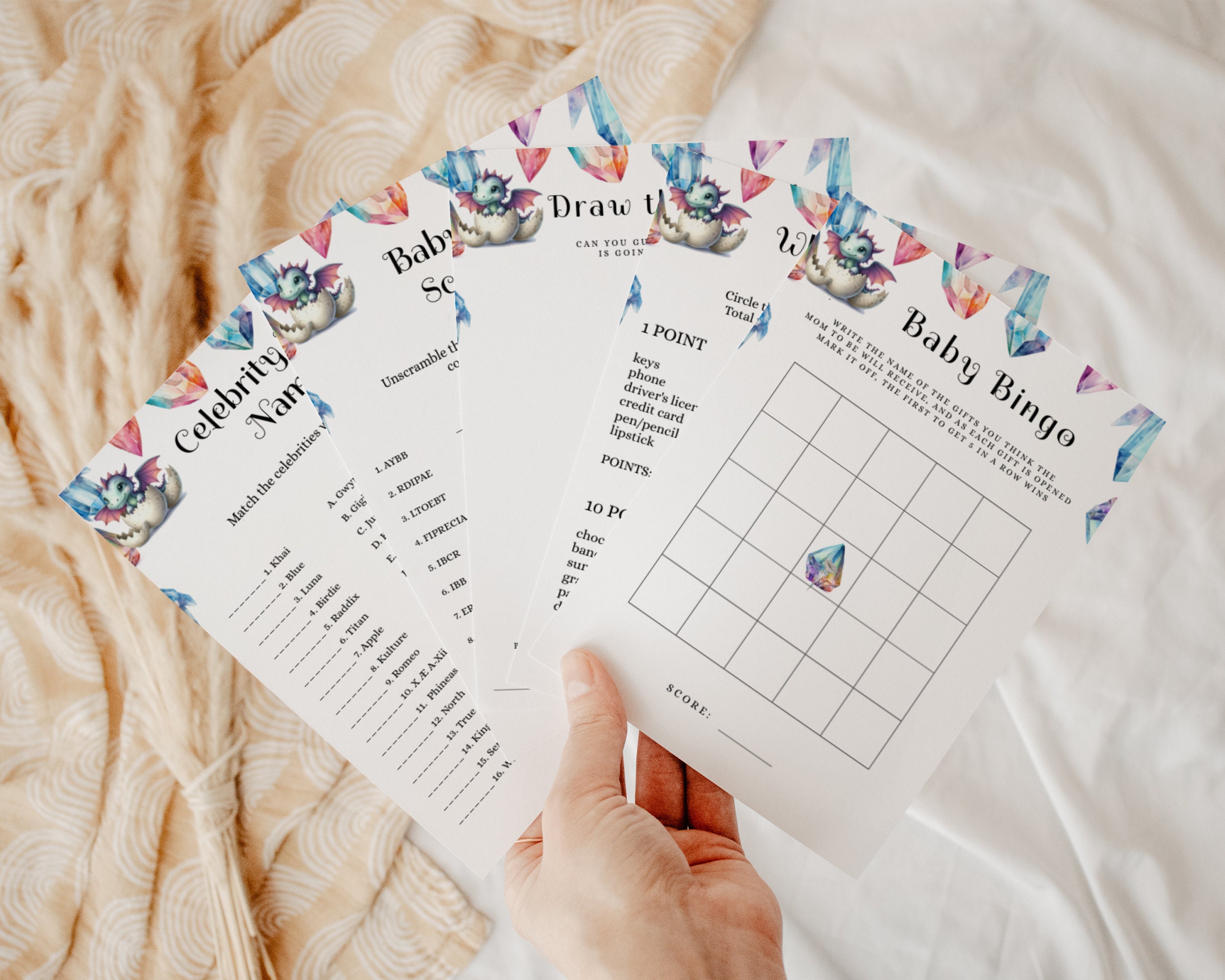 Baby Shower Game Bundle, Shower Game Kit, Baby Dragon, Fantasy ...