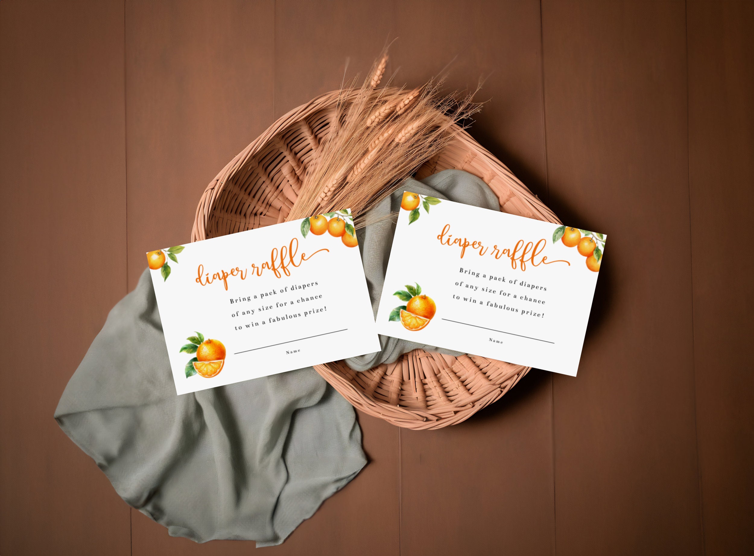 Little Cutie Baby Shower Invitation Bundle, Mandarin Orange Gender ...