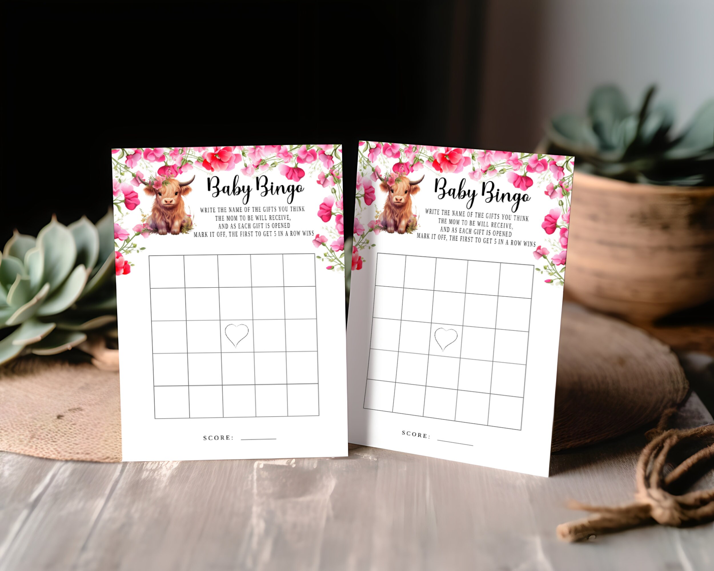 Holy Cow Baby Shower Bingo, Highland Cow Baby Bingo Game, Fun Game for ...